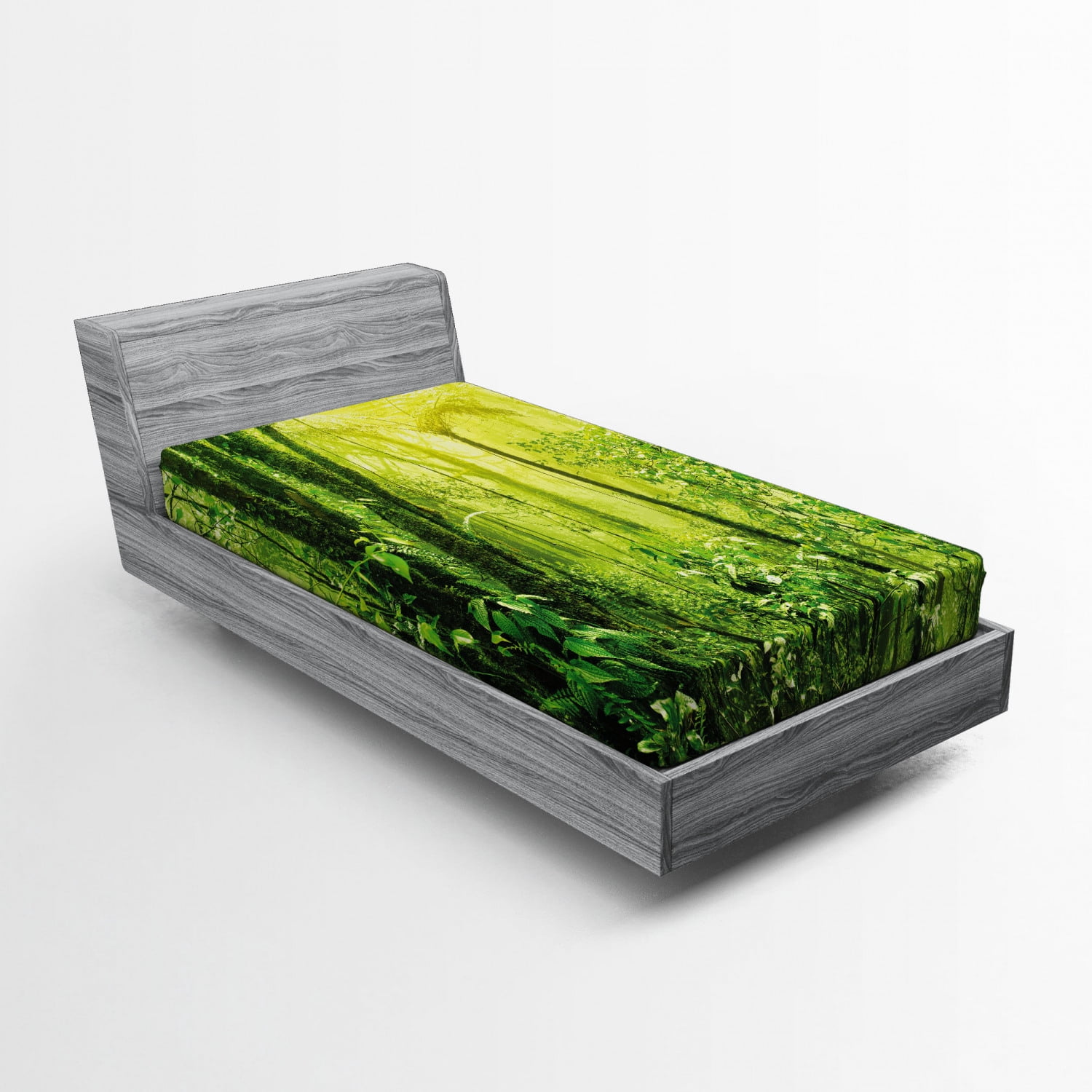 Green Fitted Sheet, Tropical Amazon Wildlife Nature Forest with ...