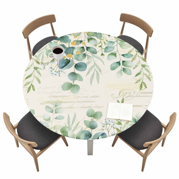 Green Fitted Tablecloth with Elastic Edged, Round Table Cloth for ...
