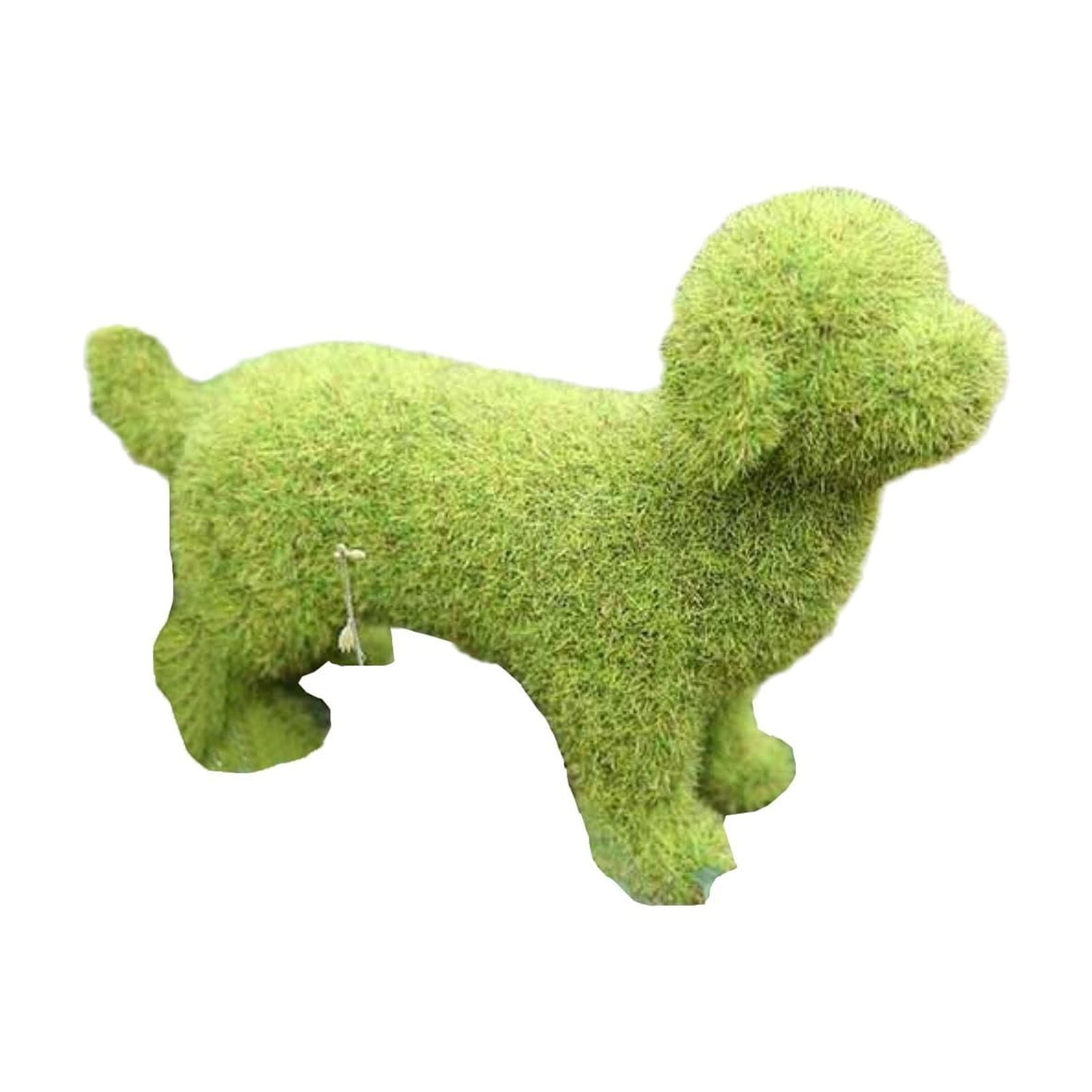 Green Flocked Dog Figurine, 7.48 Inch Faux Moss Puppy Topiary, Indoor ...