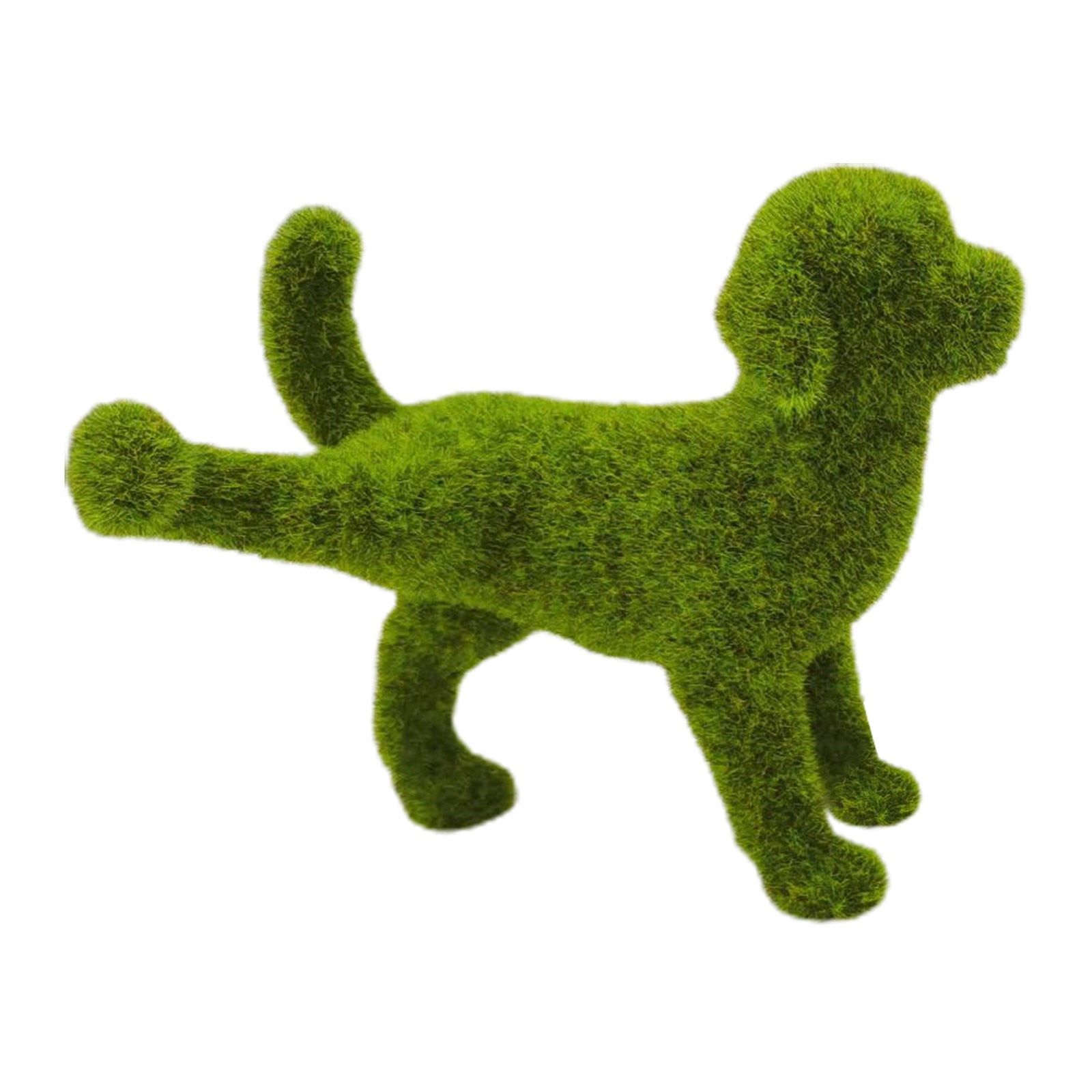 Green Flocked Puppy Figurine, Realistic Moss-Covered Dog Statue for ...