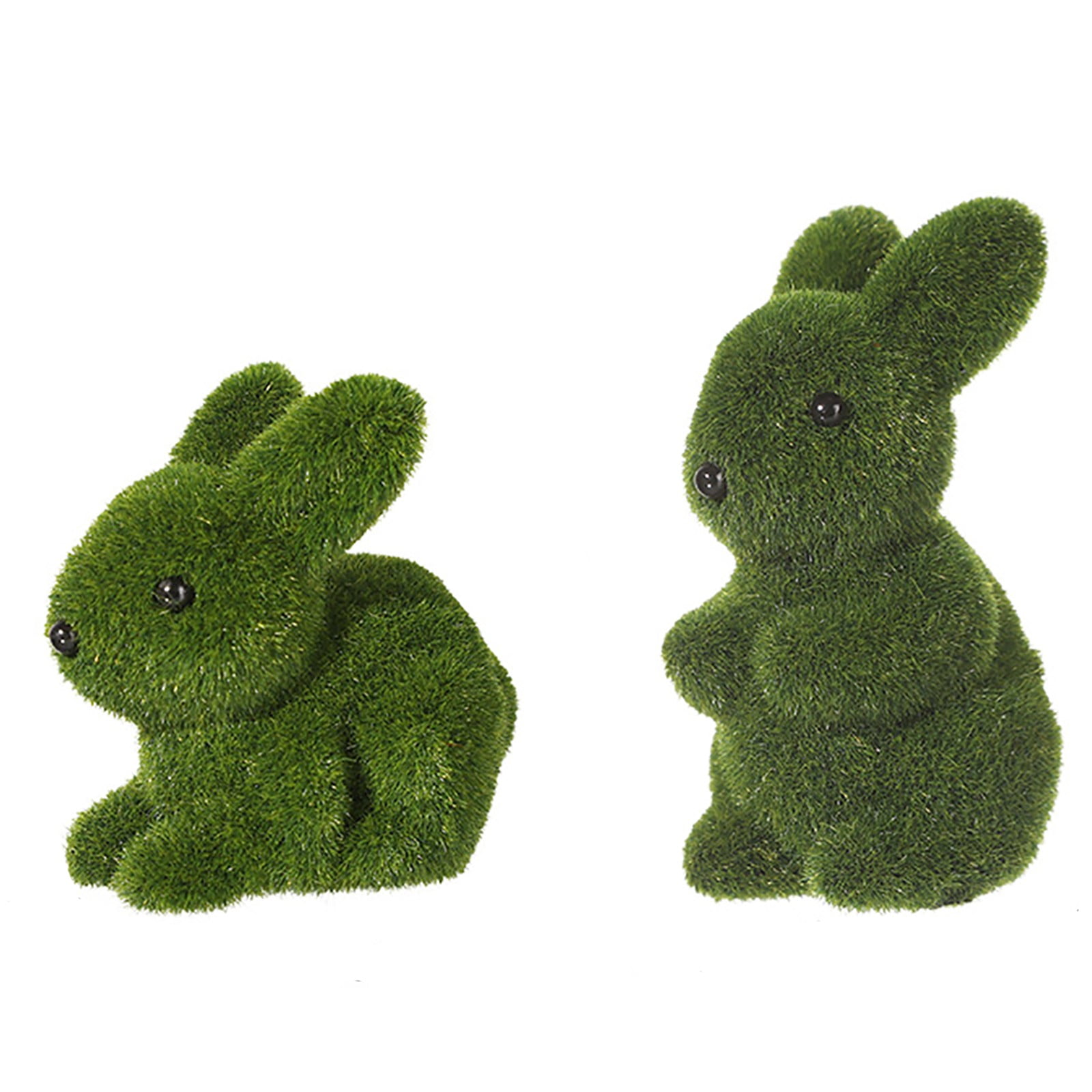 Green Flocked Statue Fuzzy Flocked Bunny Figurines Bunny Standing ...