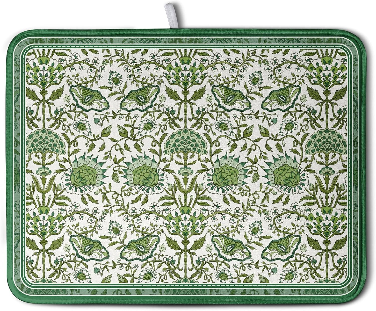 Green Floral Dish Drying Mat for Kitchen Counter 18x24 Inch Spring ...