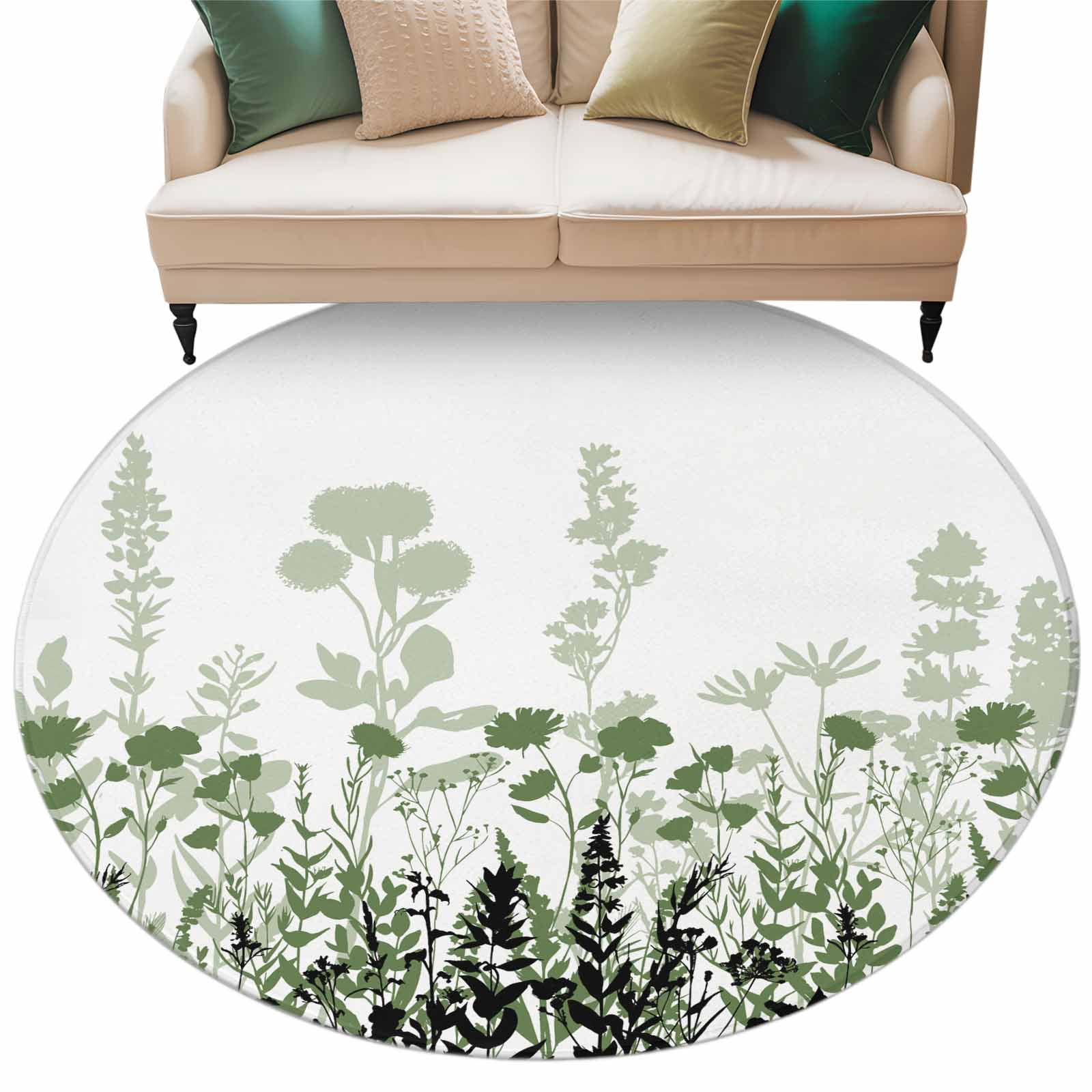 Green Floral Large Area Rugs for Bedroom Living Room, Soft Non Slip ...