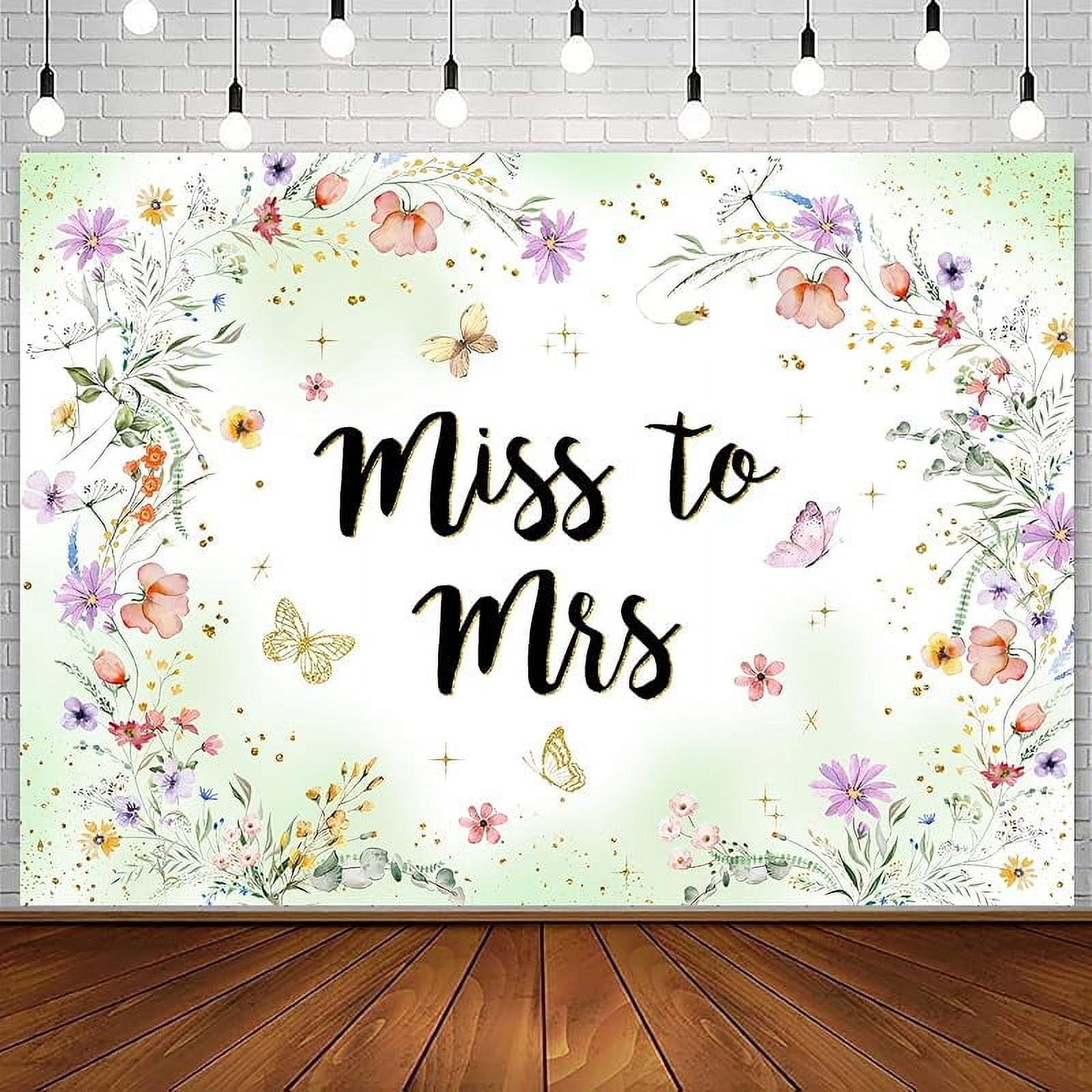 Green Floral Miss to Mrs Bridal Shower Backdrop Sign Flowers Fall in ...