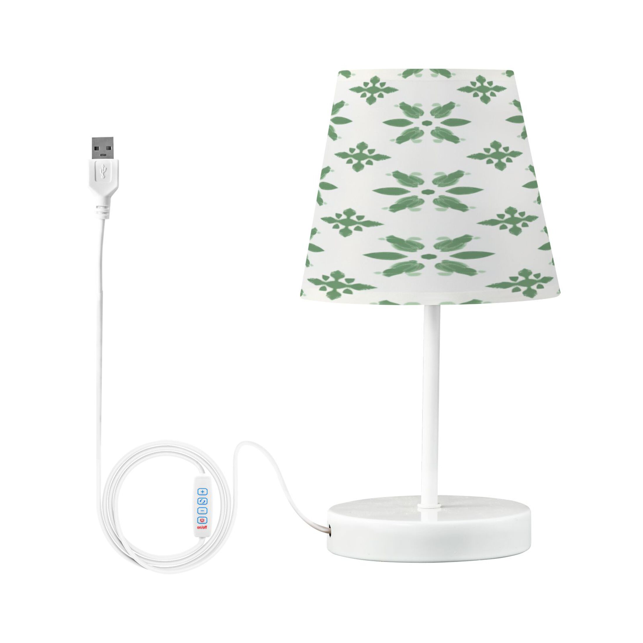 Green Floral Motifs Desk Lamp LED Table Nightstand Lamps with 3 Color ...