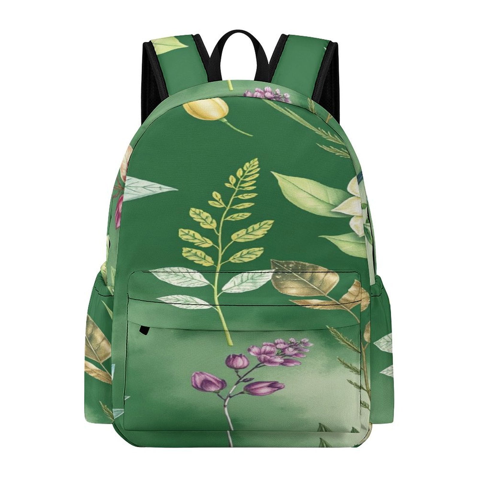 Green Floral Pattern Backpack School Bags for Teenagers Students Laptop ...