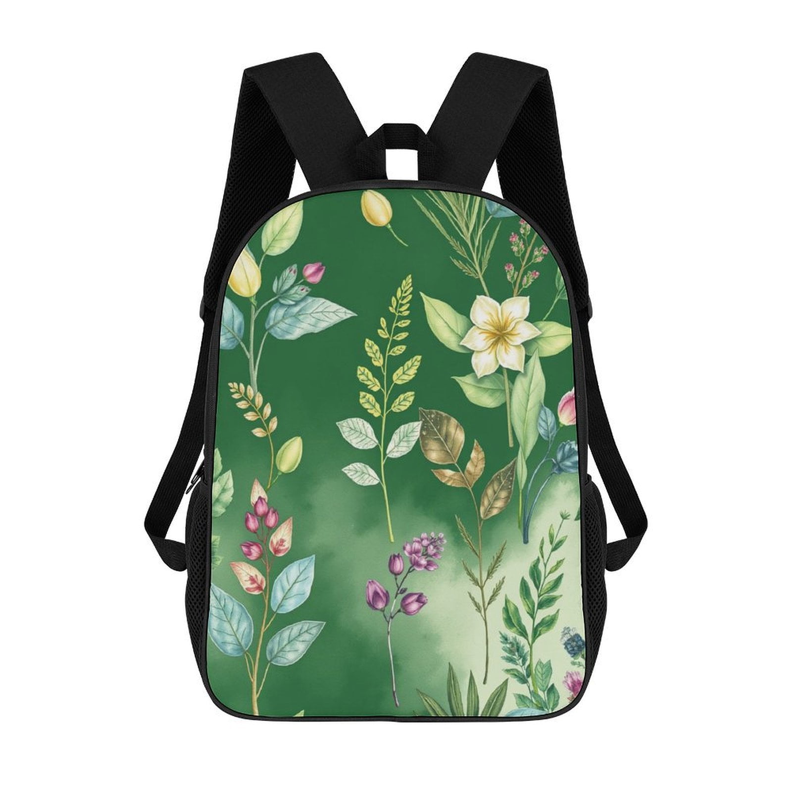 Green Floral Pattern Backpacks For Teenagers Backpacks 17 Inch Backpack ...