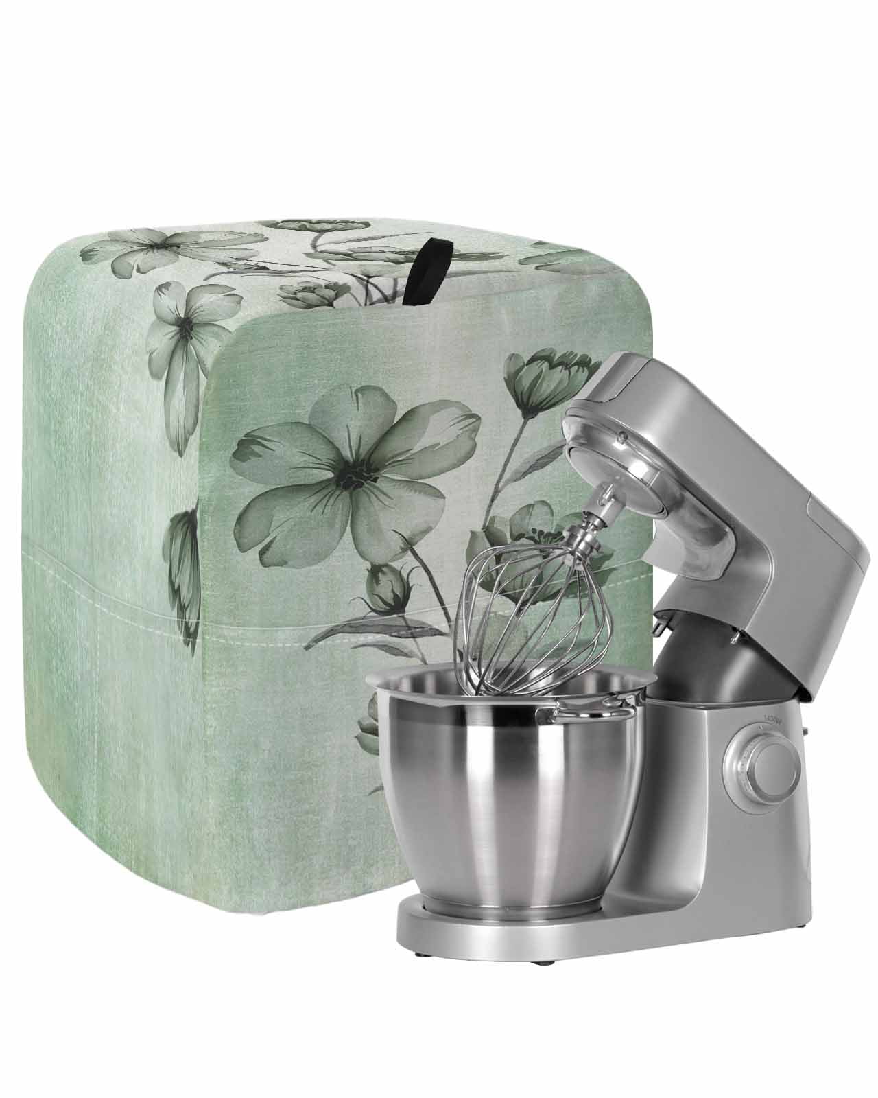 Green Floral Stand Mixer Dust Cover with Storage Pocket & Handles ...