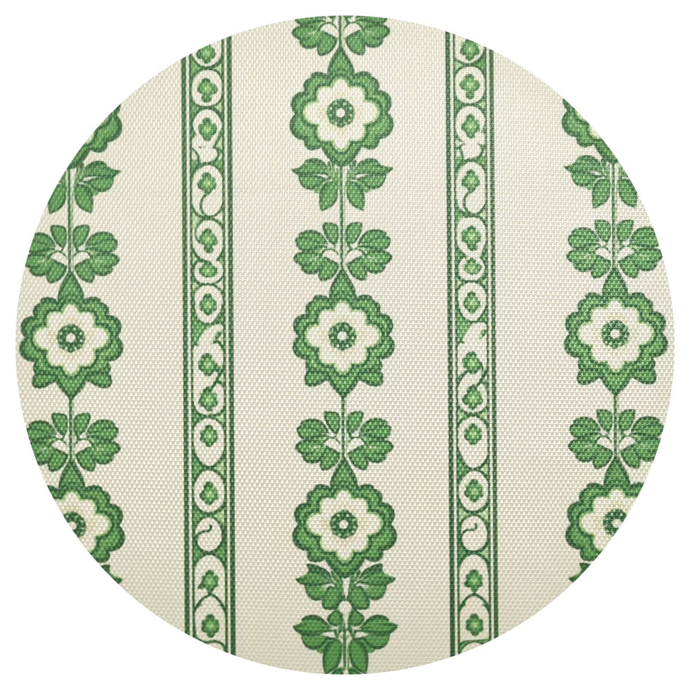 Green Floral Stripes 4-Piece 15.4in Heat-Proof PVC Plate Mats, Easy Cut ...