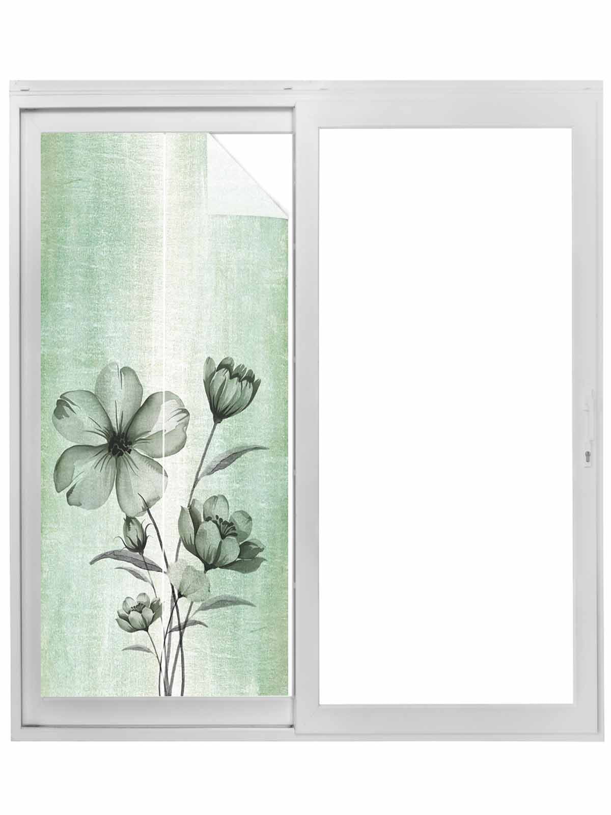 Green Floral Window Privacy Film Stained Glass Window Film Decorative ...