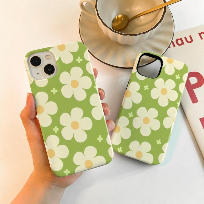 Green Flower Bloom Aesthetic Phone Case for iPhone 11 12 13 14 15 16 ...