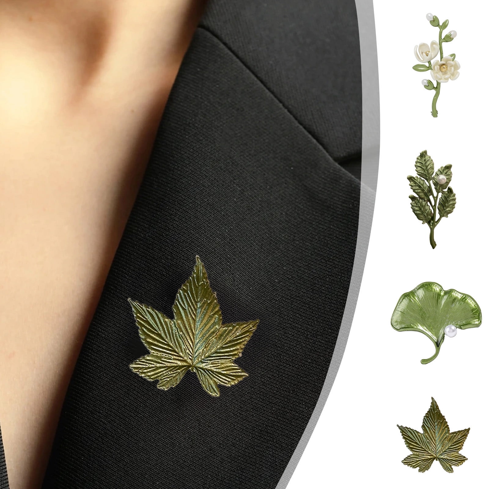 Green Flower Brooch Pin | 2-in-1 Pendant Design | Pearl Accent | Alloy ...