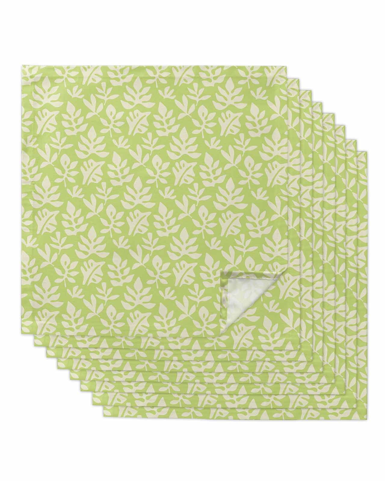 Green Flower Cloth Napkins Set of 8 Reusable Dinner Napkins, Daisy ...