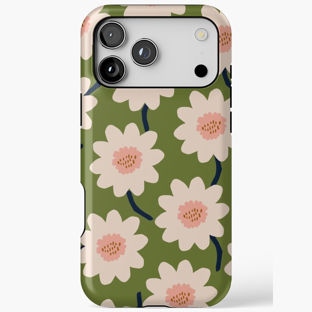 Green Flower Field Nature Pattern Design iPhone Case 17 16 15 14 13 12 ...