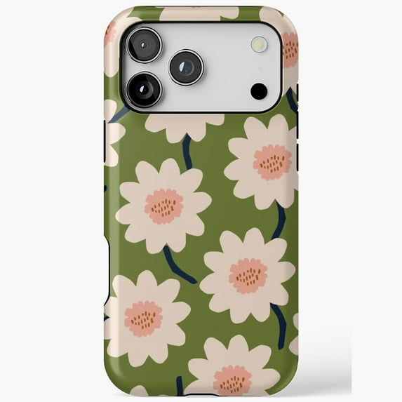 Green Flower Field Nature Pattern Design iPhone Case 17 16 15 14 13 12 ...