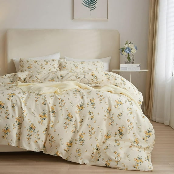 Green Flower Leaves Printed Twin XL Comforter Set - Lightweight Fluffy ...
