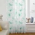 Green Flower Semi Sheer Curtains Drapes for Living Room,Bedroom,French ...