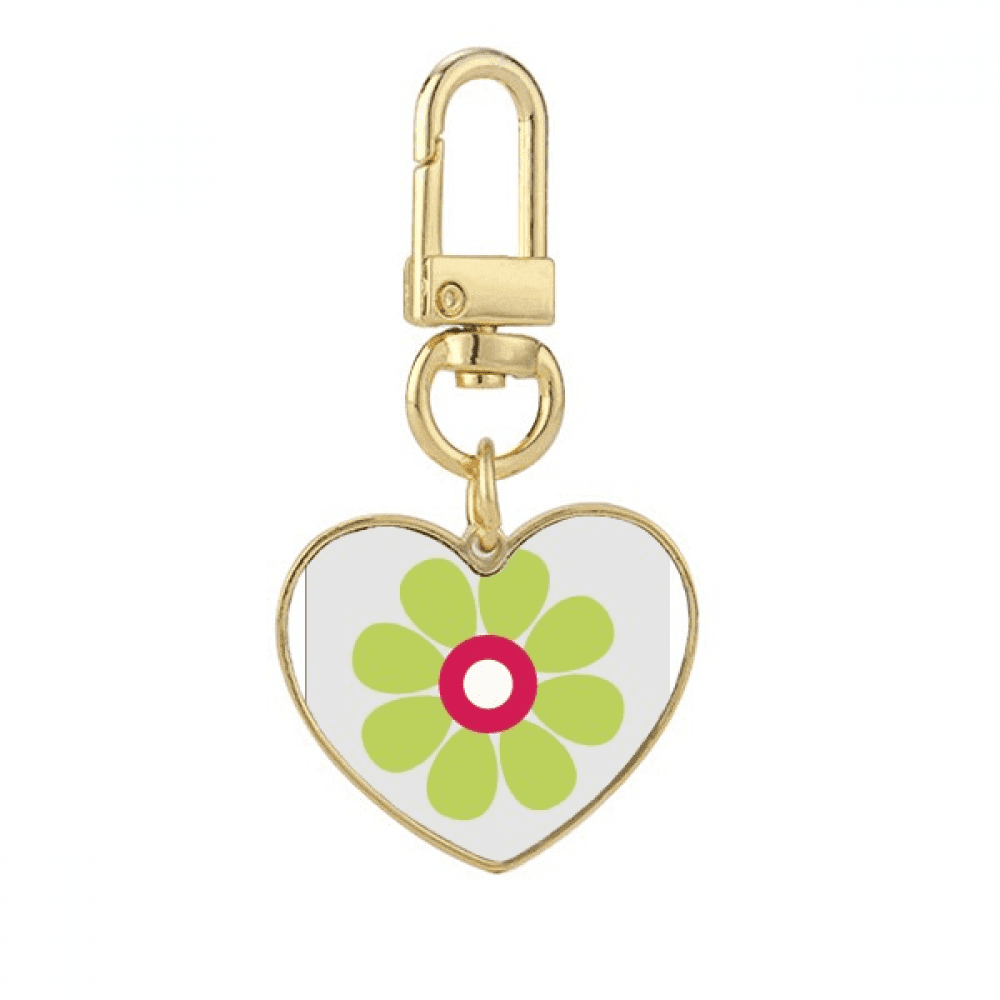 Green Flower Symmmetry Art Deco Fashion Gold Heart Keychain Metal ...