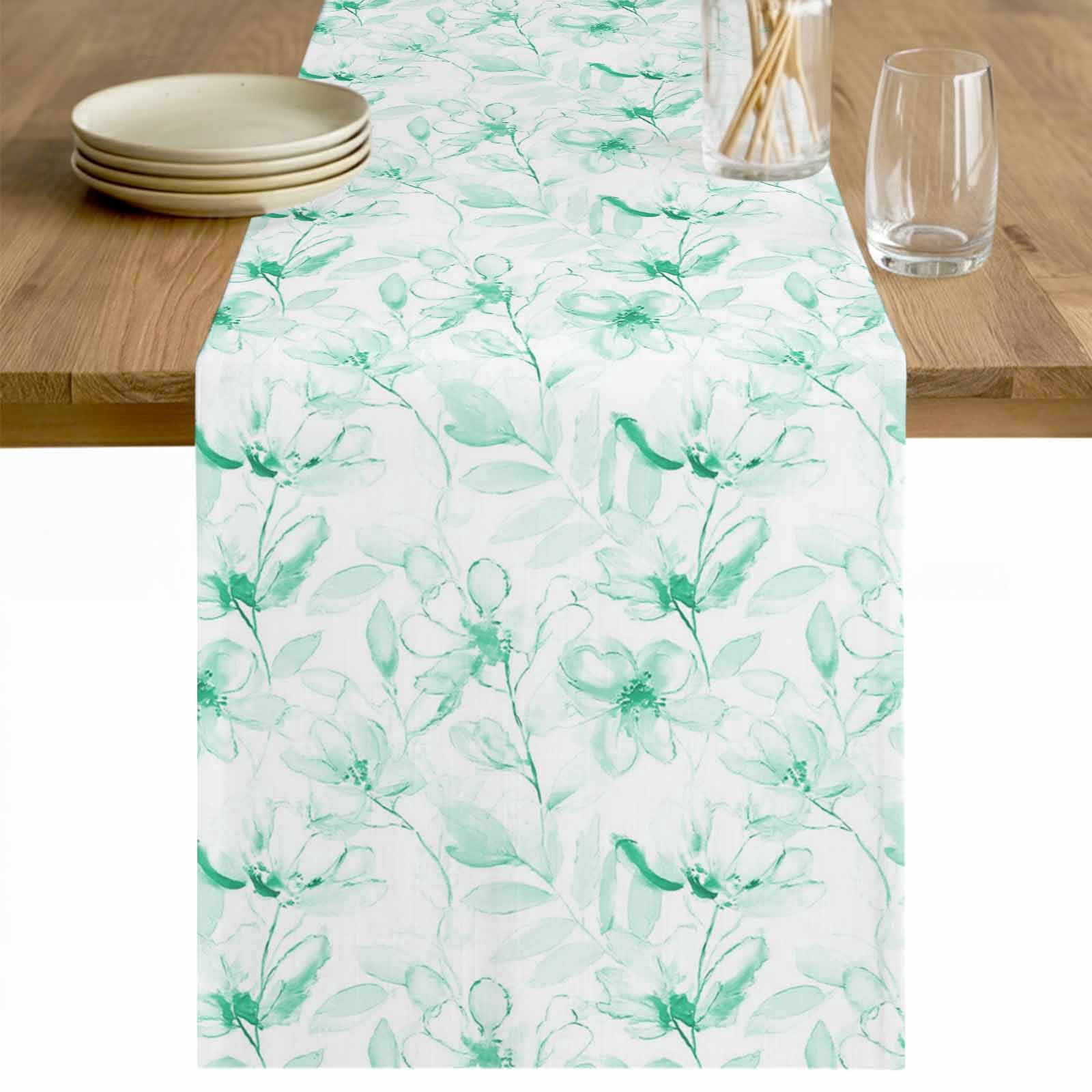 Green Flower Table Runner 36 Inches Long Farmhouse Dress Scarves ...