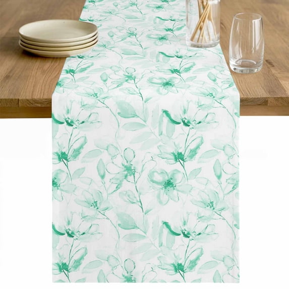 Green Flower Table Runner 36 Inches Long Farmhouse Dress Scarves ...