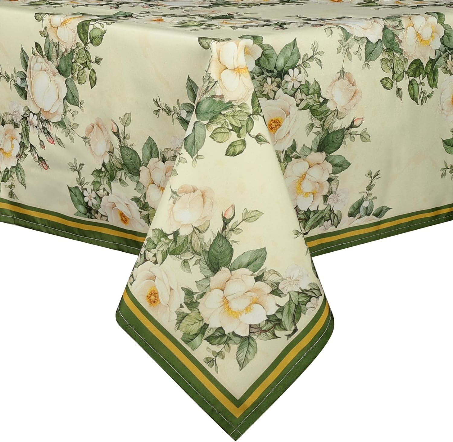 Green Flower Tablecloth Waterproof, Spring Table Cloth Rectangle, Stain ...