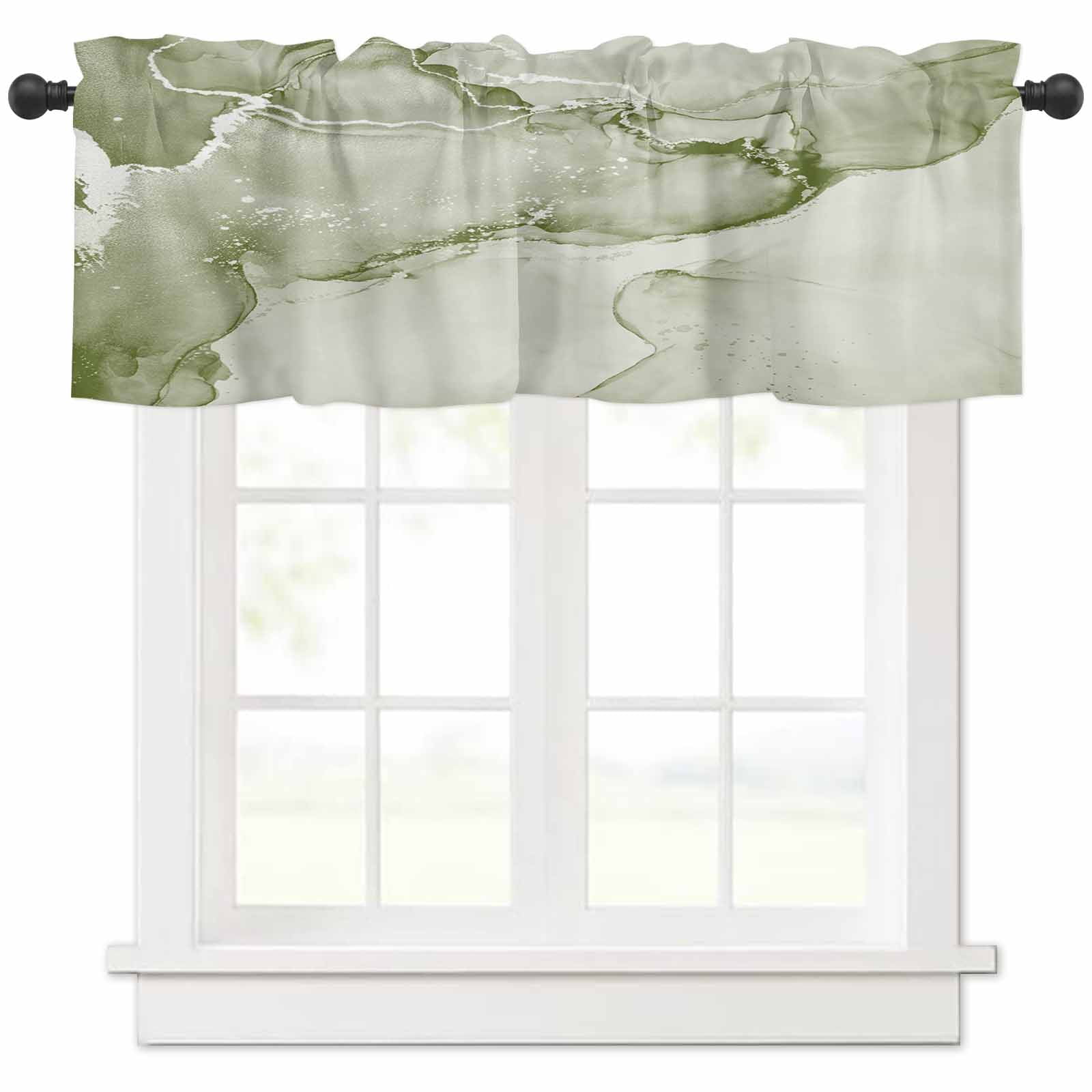 Green Flower Valances for Windows Farmhouse Kitchen Curtains Valances ...