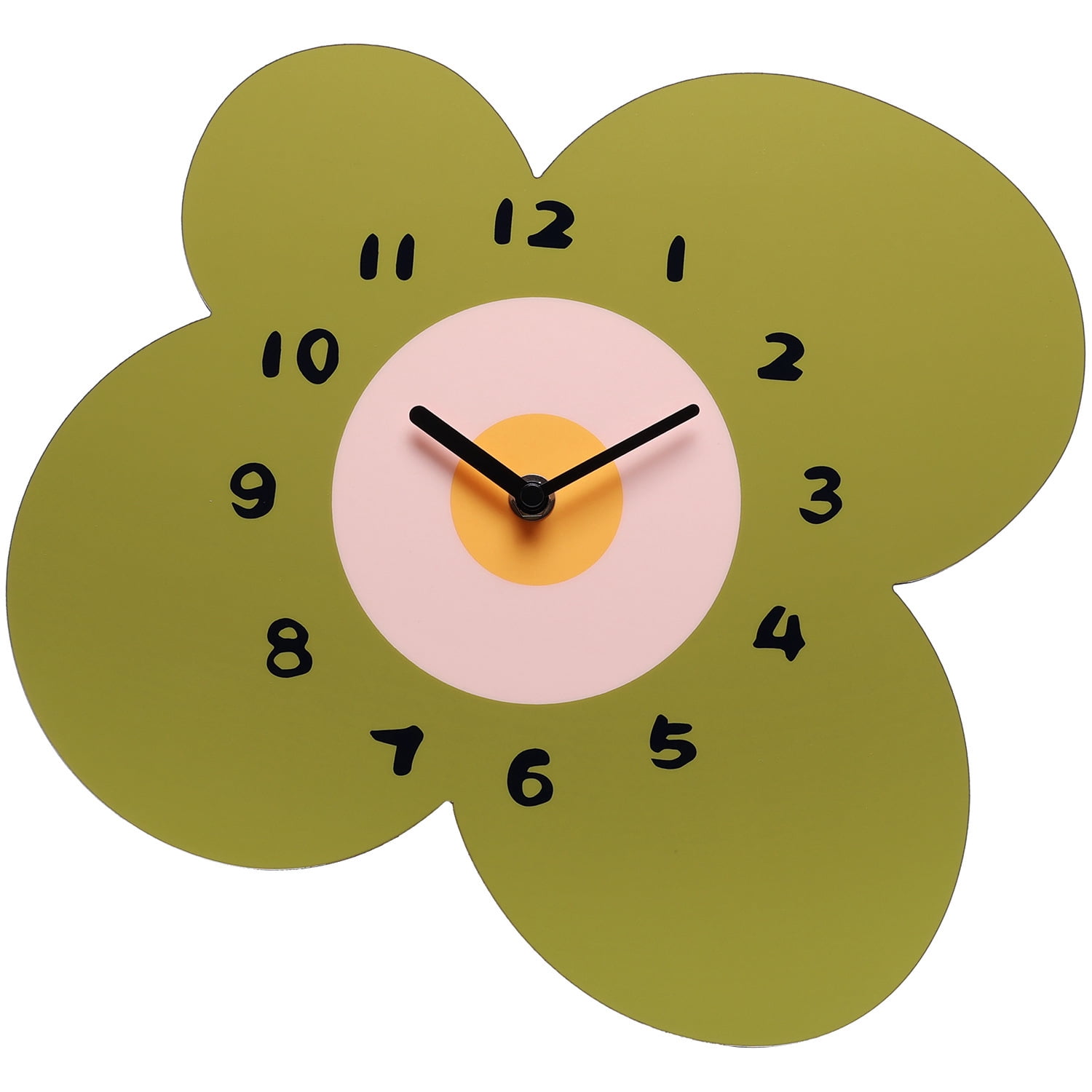 Green Flower Wall Clock Petal Design Wall Clock Silent Non Ticking ...