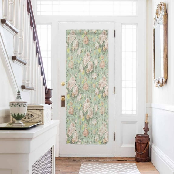 Green Flowers Door Curtains for Door Window, French Sidelight Front ...