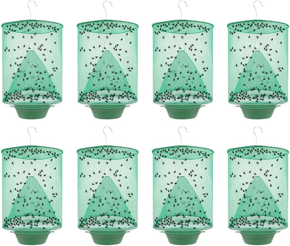 Green Fly Cage, Ranch Hanging Fly Trap with Bait Tray, Foldable ...