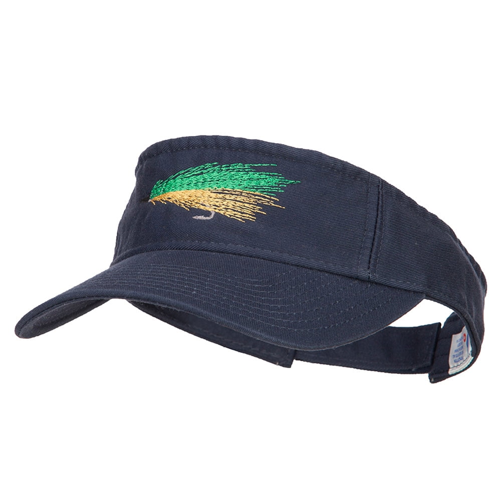 Green Fly Fishing Embroidered Pro Style Cotton Washed Visor - Navy OSFM ...