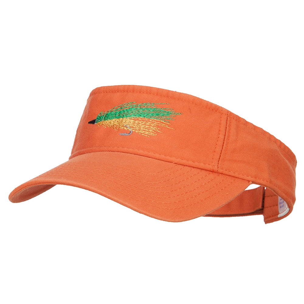 Green Fly Fishing Embroidered Pro Style Cotton Washed Visor - Orange ...