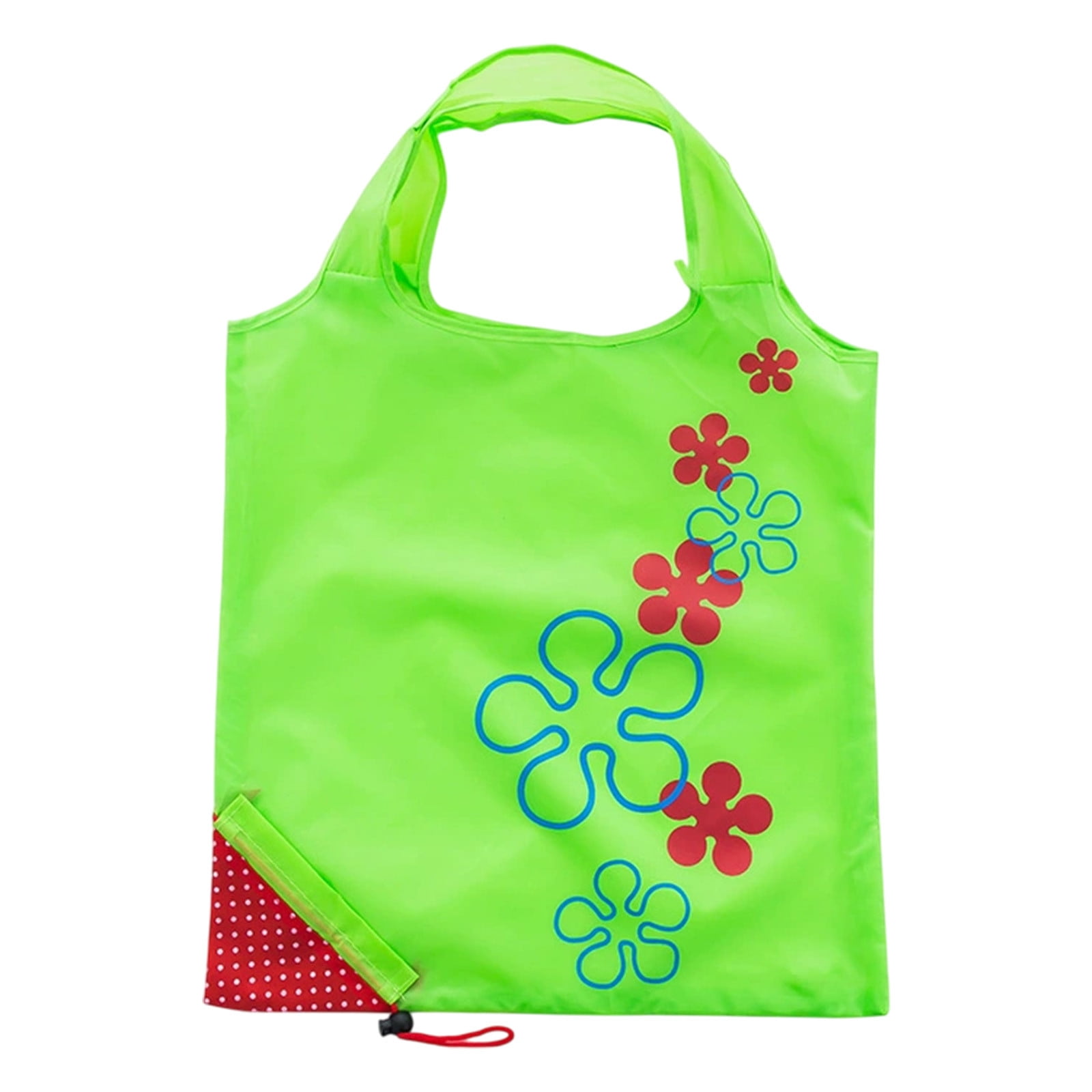 Green Foldable Shopping Tote Bag Portable Grocery Bag With Strawberry ...