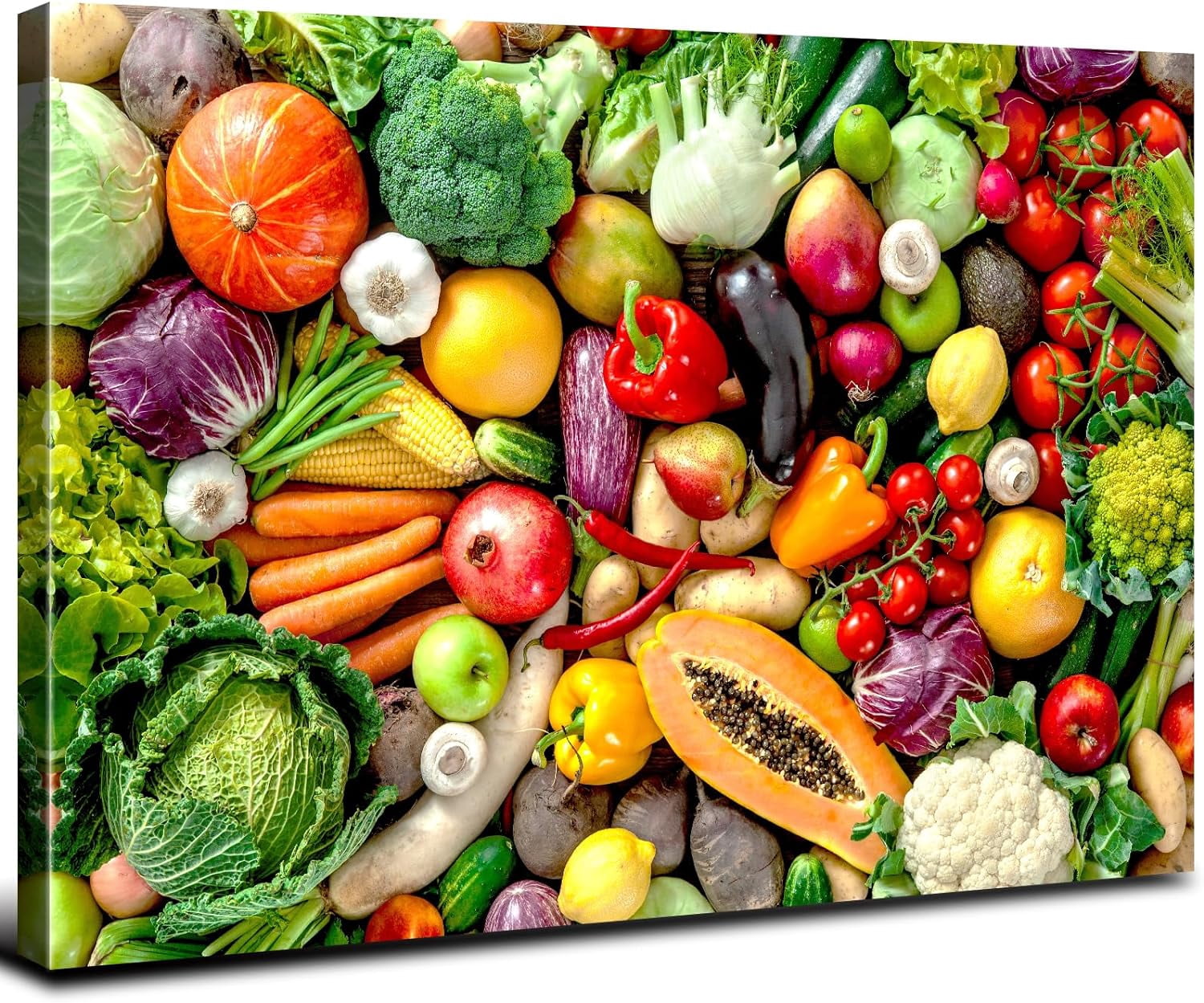 Green Food Wall Art Kitchen Decor Modern Canvas Prints Fresh Vegetable ...
