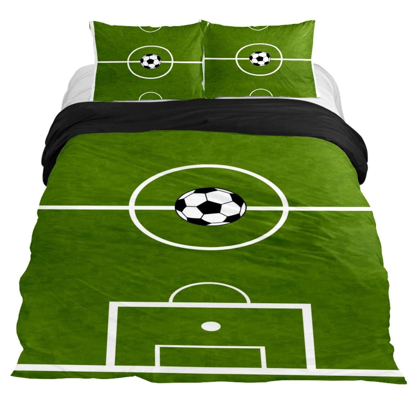Green Football Field King Duvet Cover Soccer Field Comforter Cover Boys ...