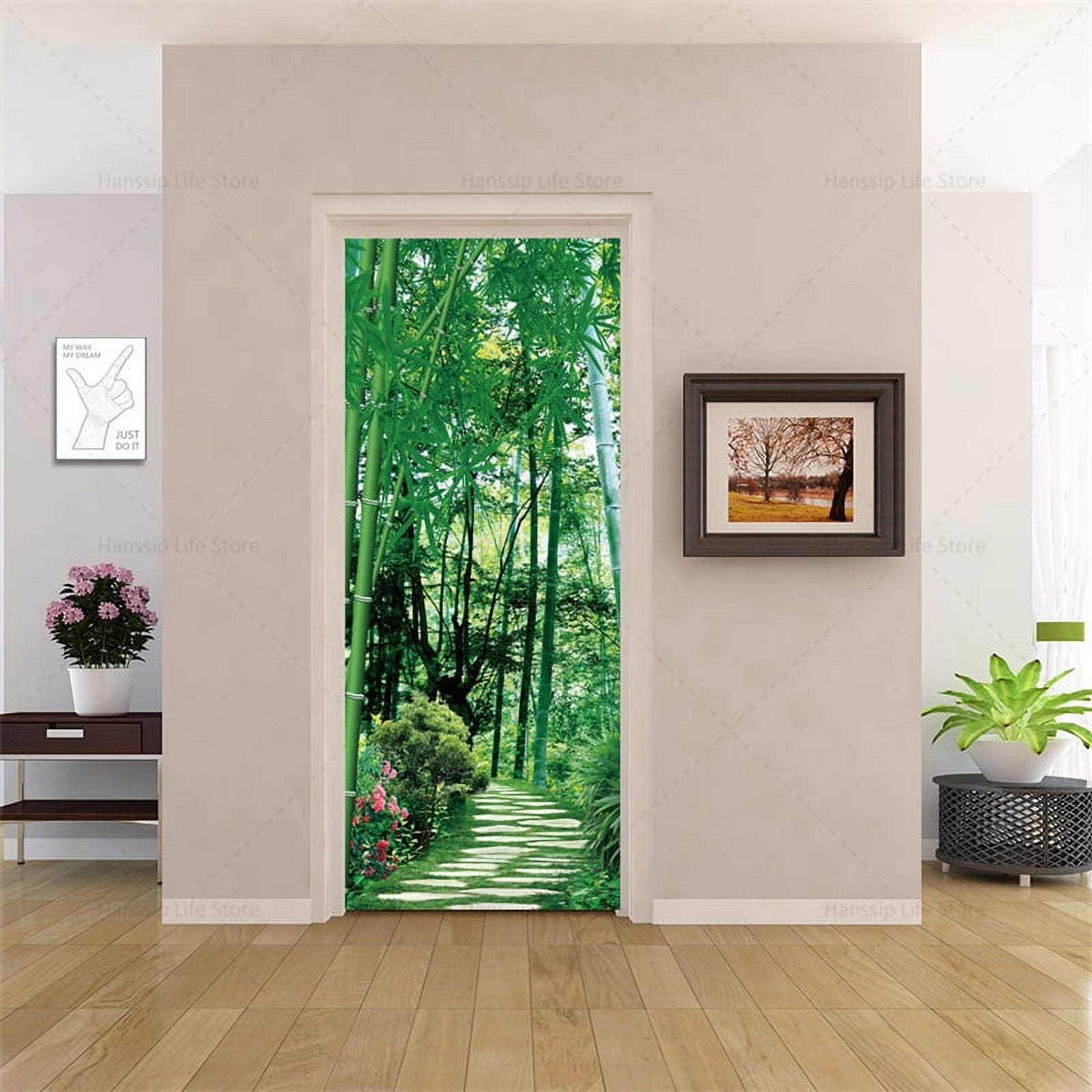 Green Forest 3d Door Sticker Waterproof Self-adhesive Mural Sticker ...