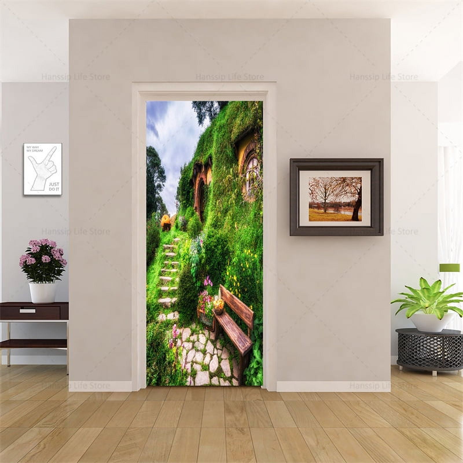 Green Forest 3d Door Sticker Waterproof Self-adhesive Mural Sticker ...