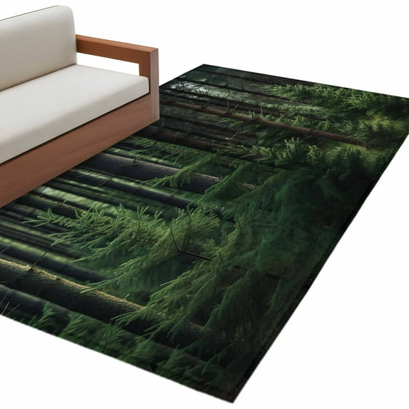 Green Forest Area Rug 3x5 FT, Non Slip Entryway Bedside Carpet ...