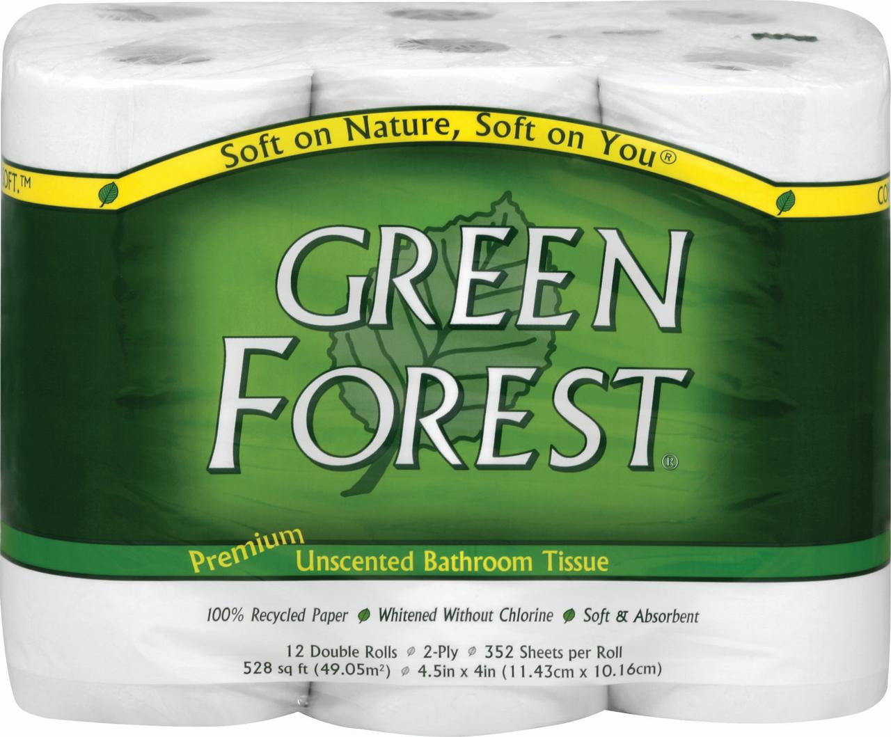 Green Forest 100% Recycled Premium Bathroom Tissue, 12 Double Rolls ...