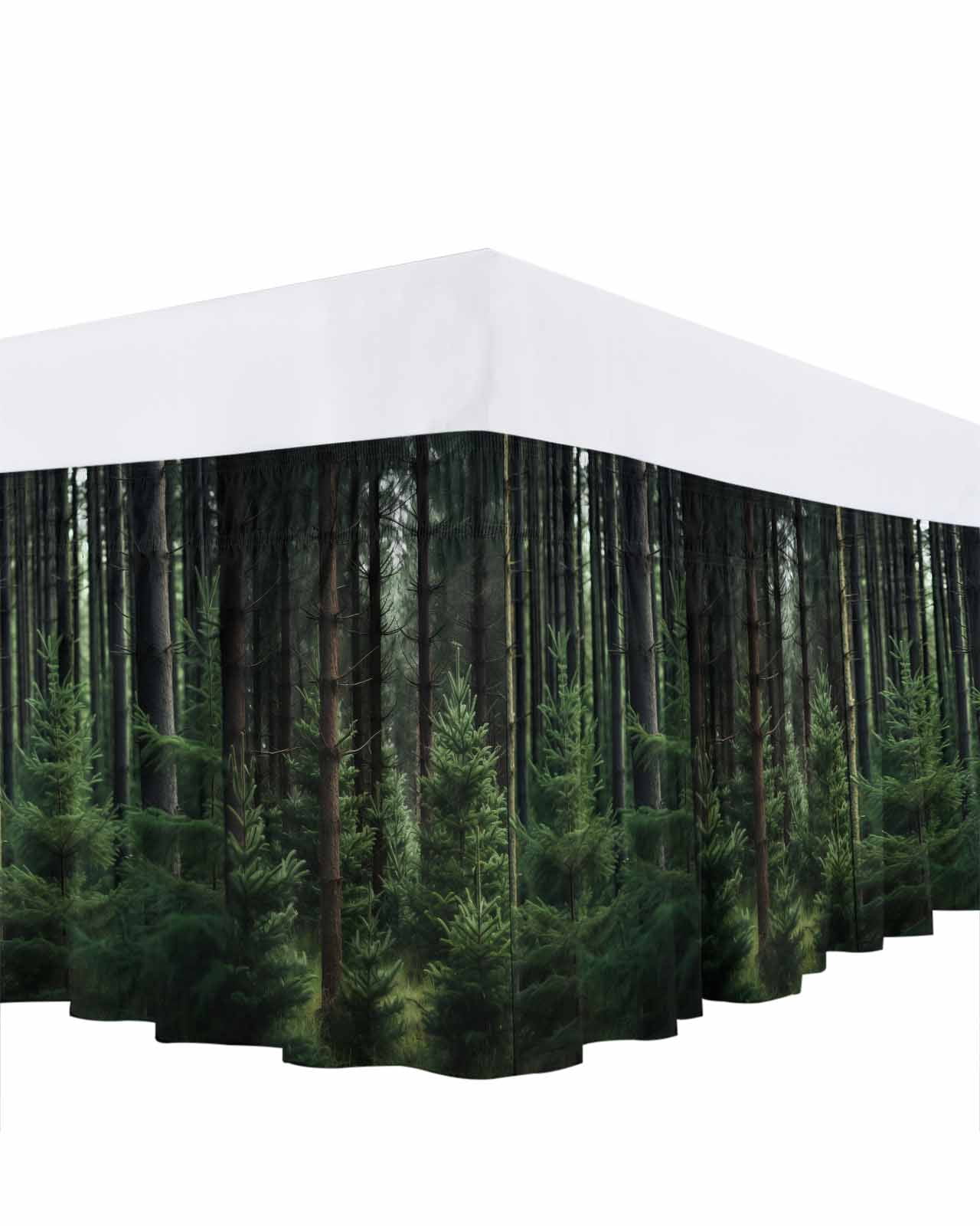Green Forest Bed Skirt Cal King Size, Mysterious Primitive Forest Pine ...