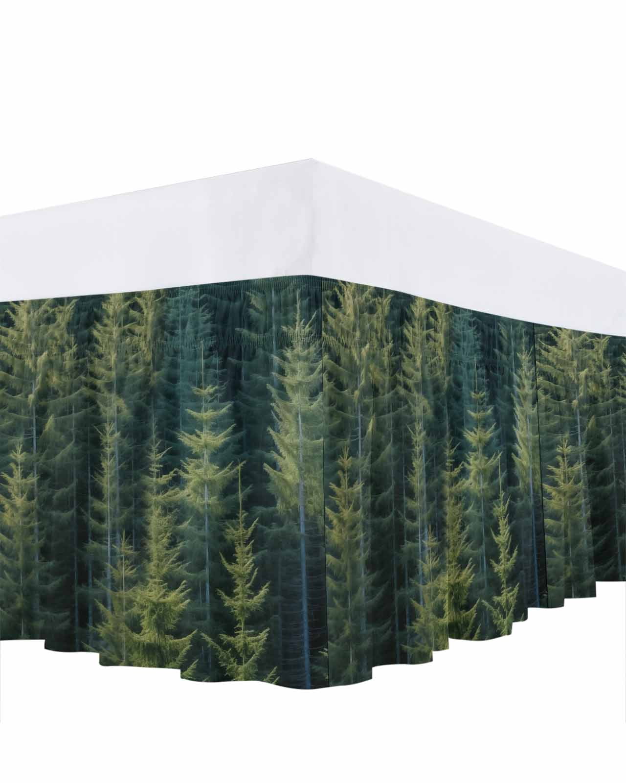 Green Forest Bed Skirt Cal King Size, Pine Tree Summer Botanical Modern ...