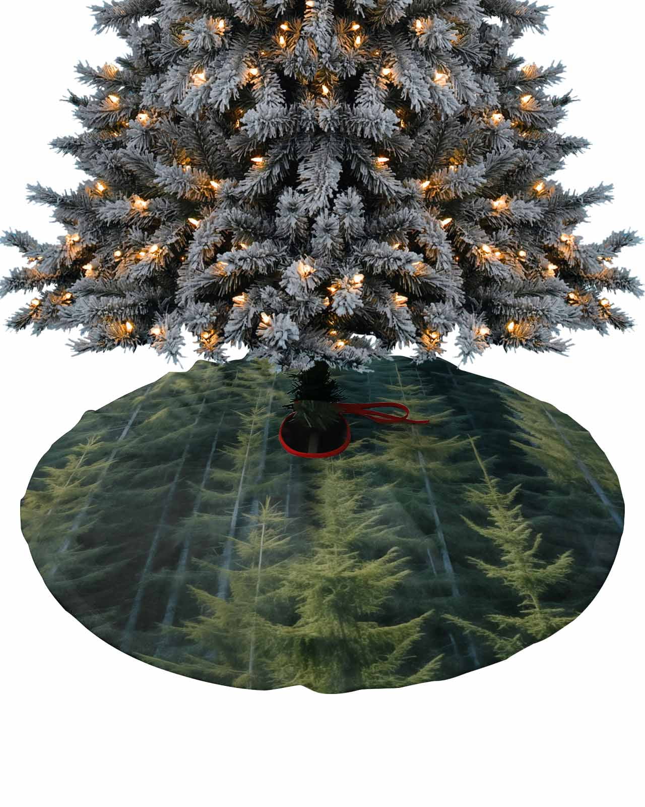 Green Forest Christmas Tree Skirt 36 Inches Large Christmas Skirt Tree ...