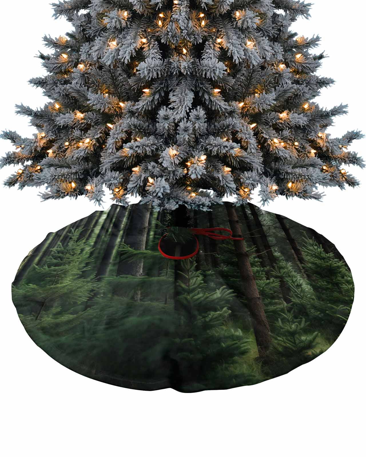 Green Forest Christmas Tree Skirt 48 Inches Large Christmas Skirt Tree ...