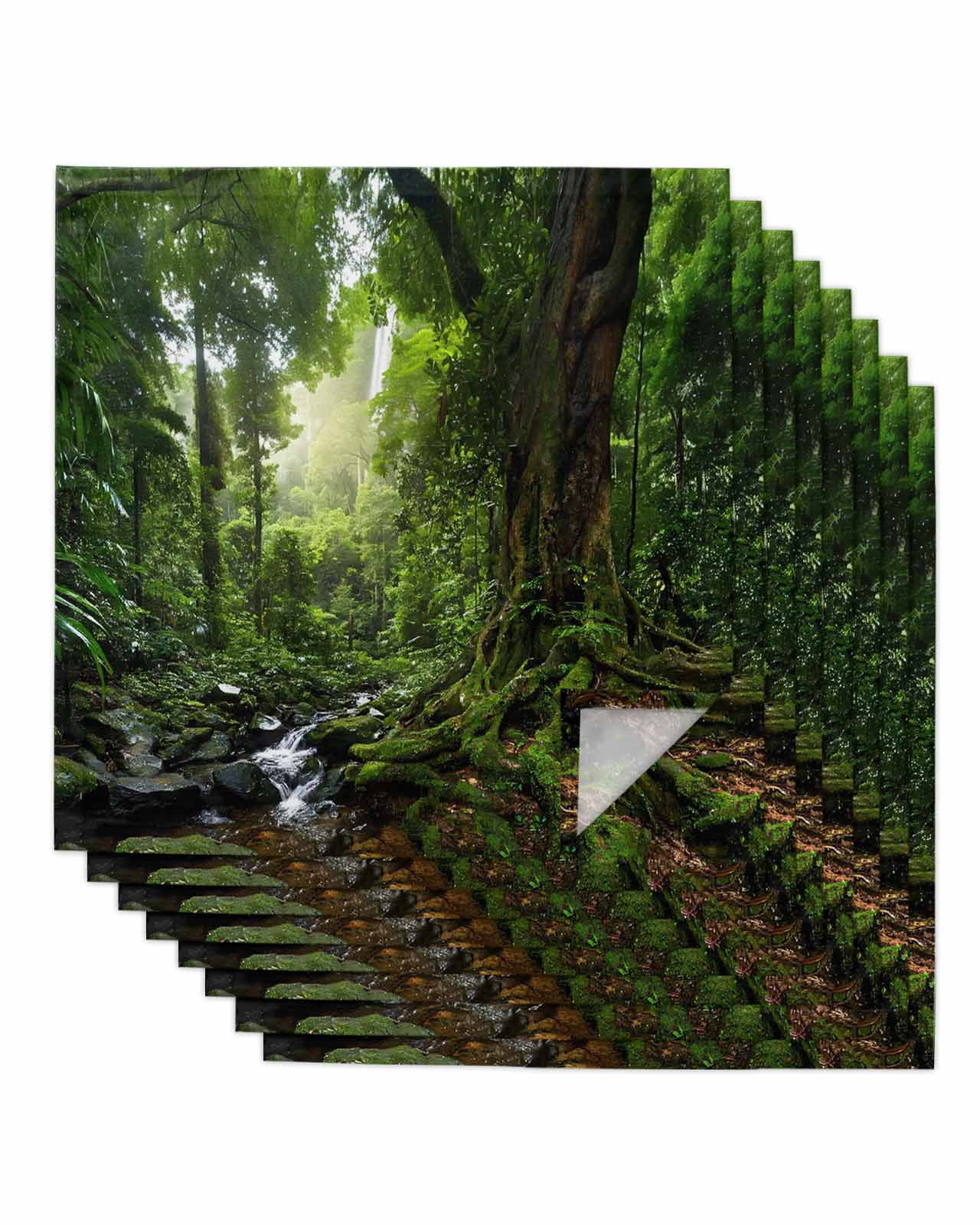 Green Forest Cloth Napkins Set of 8 Reusable Dinner Napkins, Summer ...