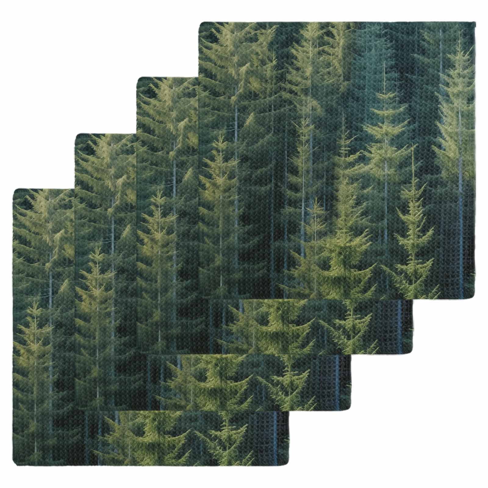 Green Forest Dish Towels Set, Waffle Weave Kitchen Towels 4 Pieces ...