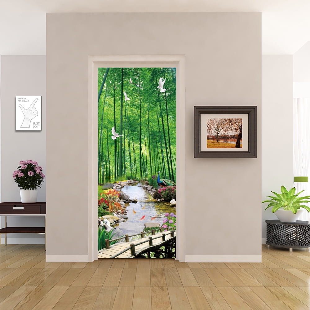 Green Forest Door Sticker Home Decoration Waterproof Self-adhesive ...