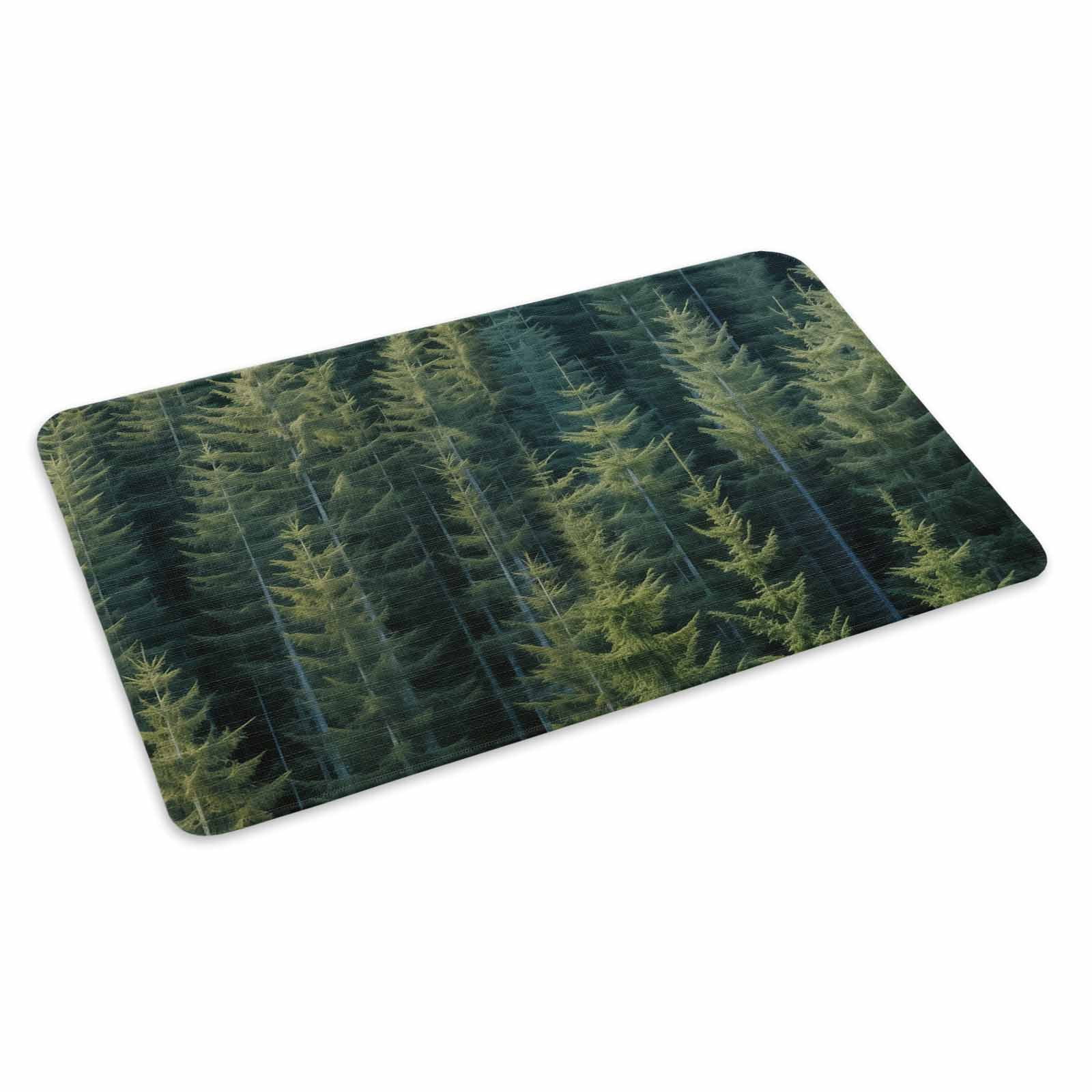 Green Forest Doormat Outdoor Entrance 16"x24", Pine Tree Summer ...