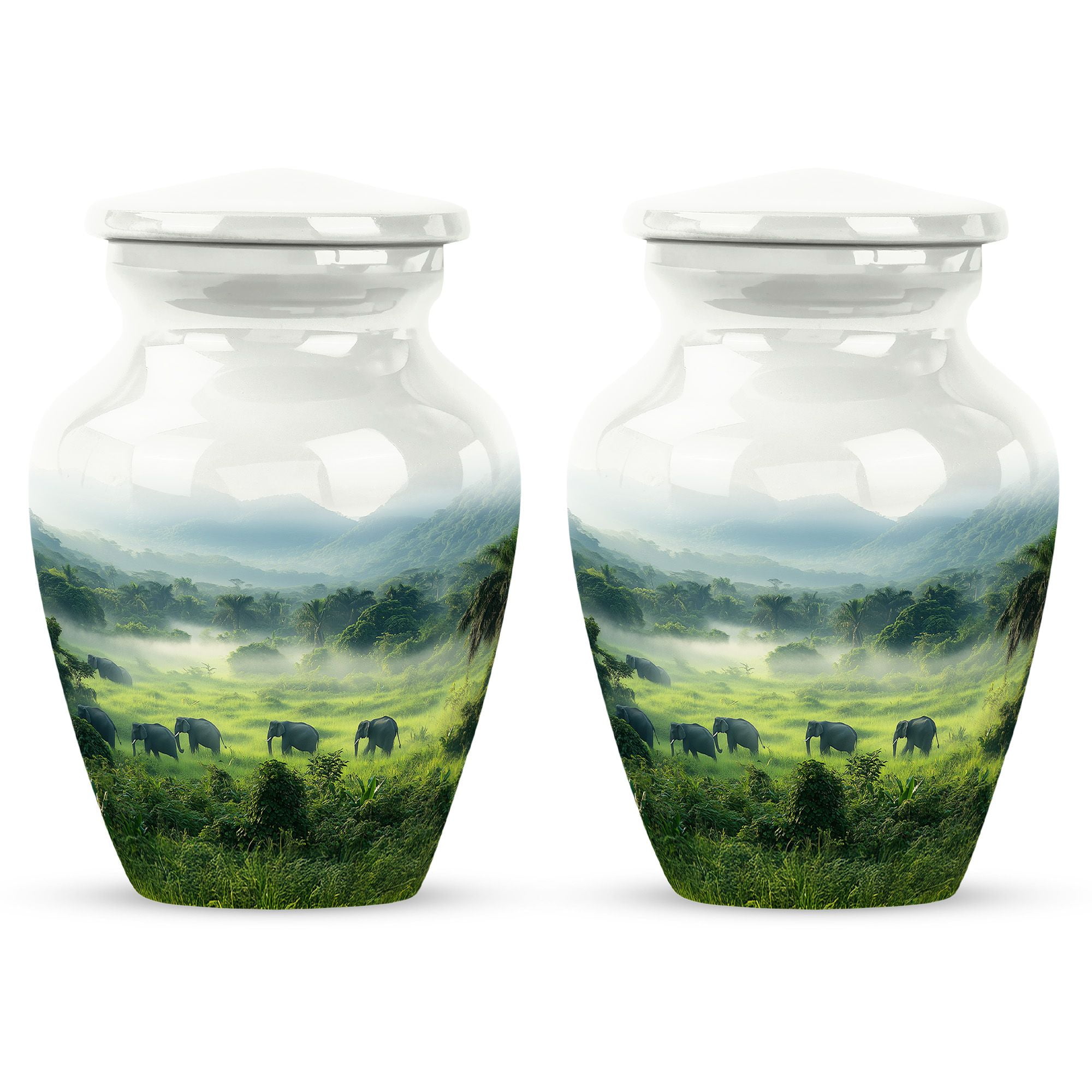 Green Forest Elephant small memorial urn for human ashes - mini funeral ...