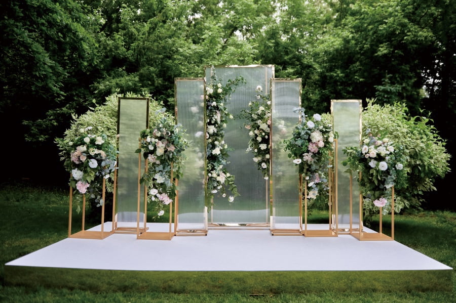 Green Forest Flower Wedding Arch Backdrop Outdoor Ceremony Party Bridal ...