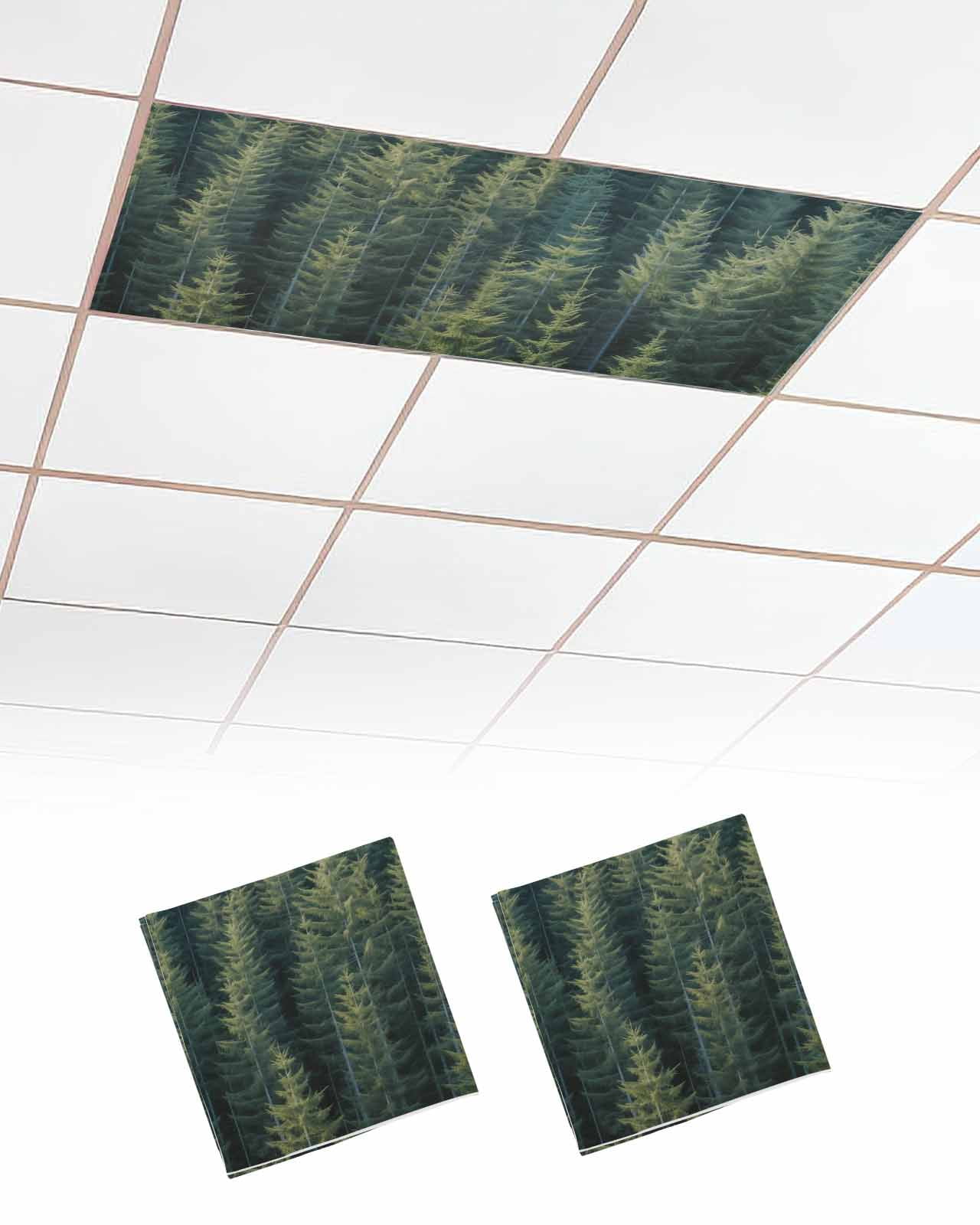 Green Forest Fluorescent Light Covers for Ceiling Lights 4x2 feet,2 ...