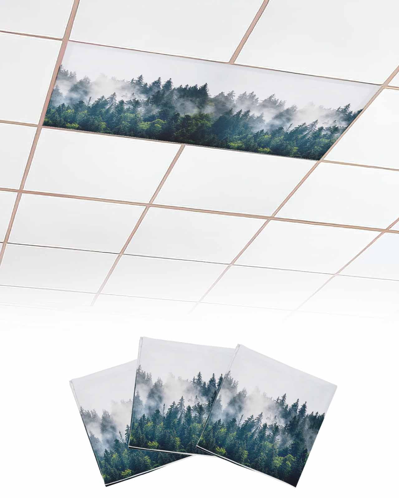 Green Forest Fluorescent Light Covers for Ceiling Lights 4x2 feet,3 ...